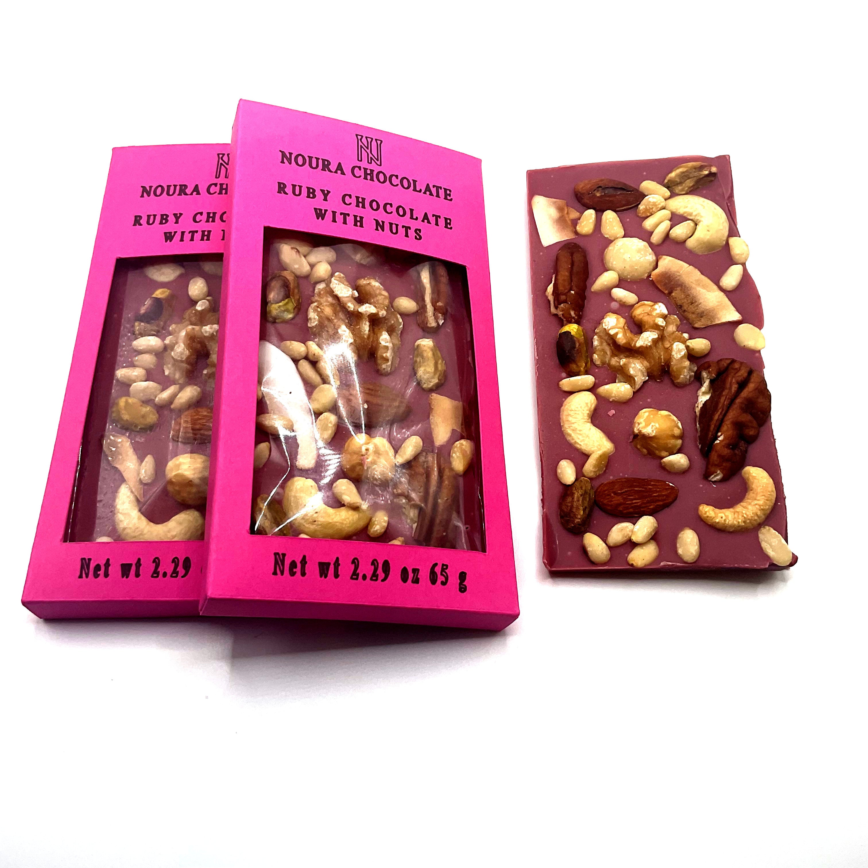 Ruby Chocolate Bar with Nuts – Noura Chocolate